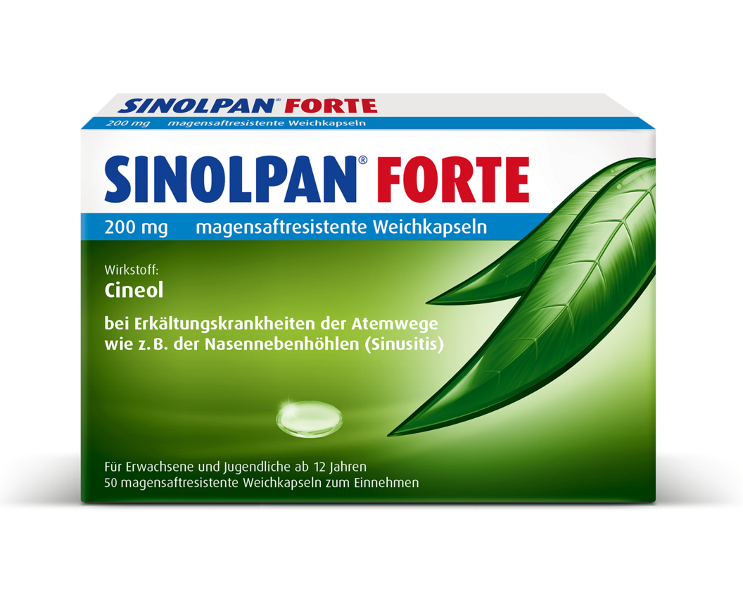 Mit Cineol: Sinolpan® forte 200 mg und 100 mg | Sinolpan®